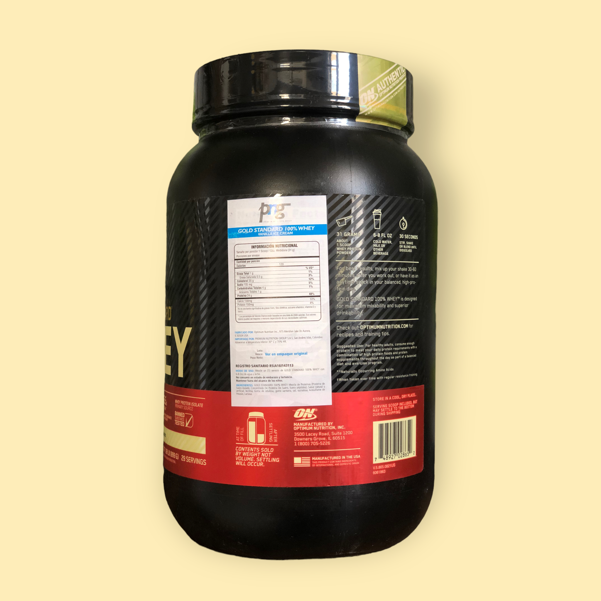 Optimum Nutrition Proteína Whey Gold Standar 100% Vainilla 2 Libras ...