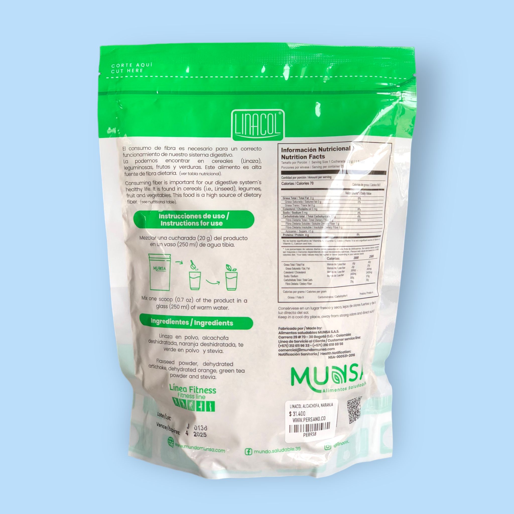 Munsa Linacol Fibra Adelgazante x 500g - Compra en Persano.co