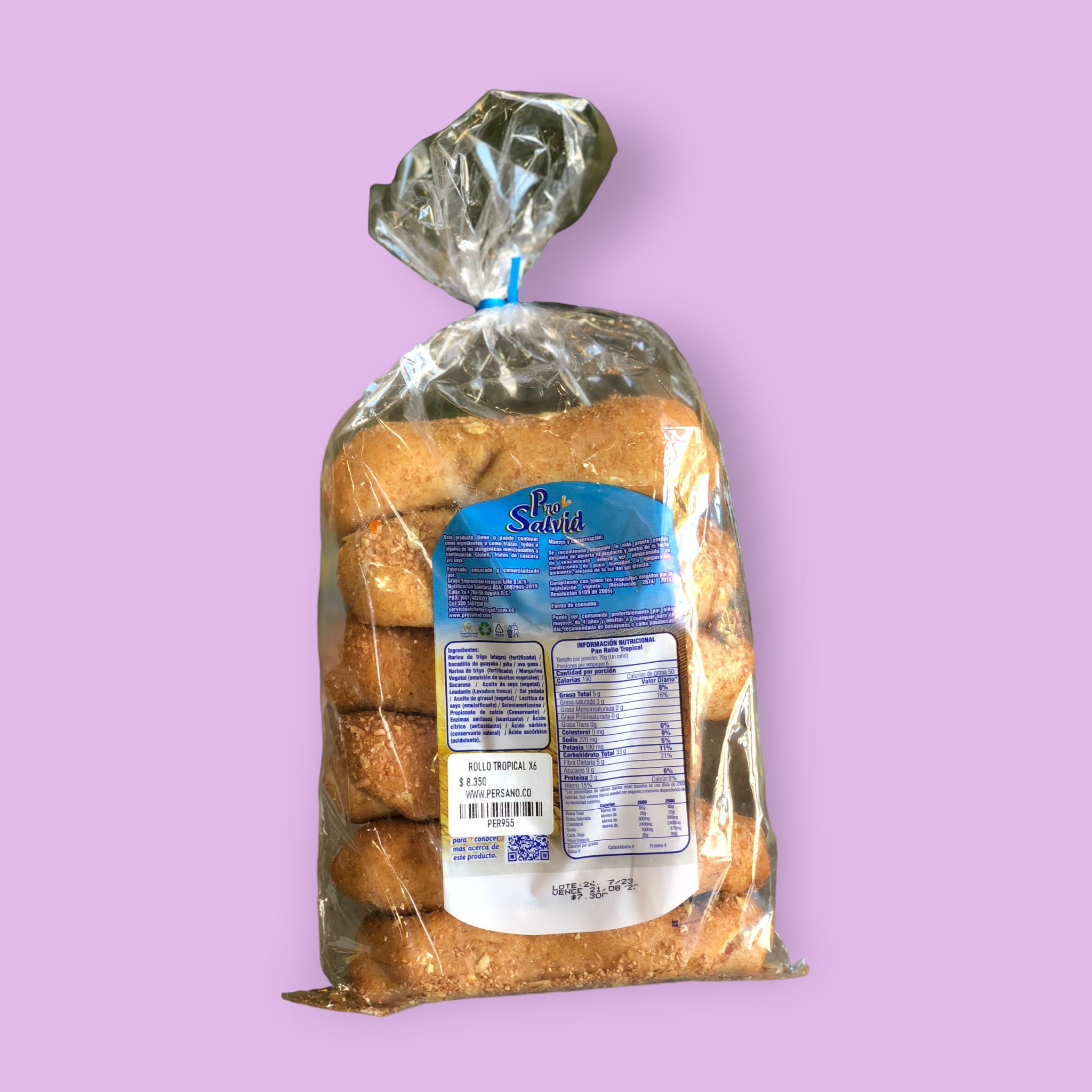 Pro Salvid Pan Rollo Tropical 6 Unidades x 420g - Persano.co