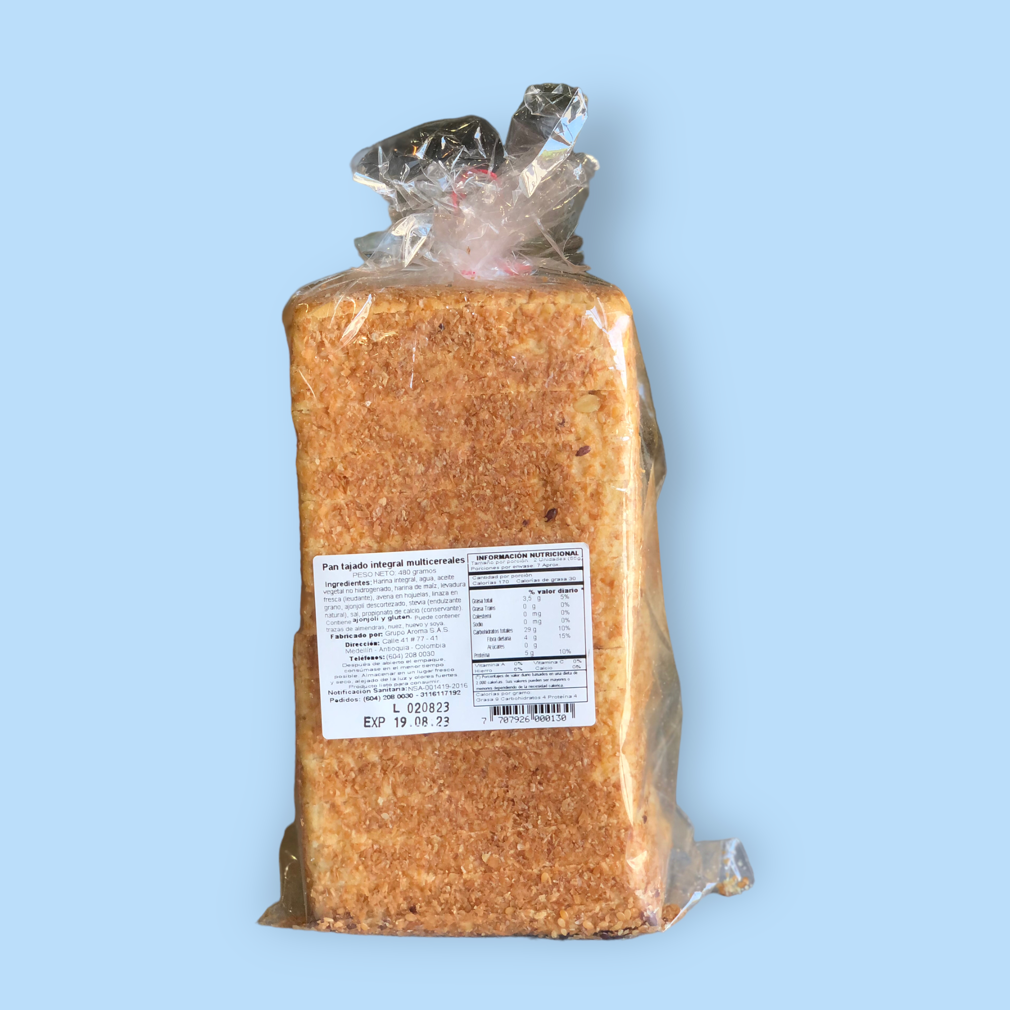 AromaPan Pan Tajado Integral Multicereales x 500g - Persano.co