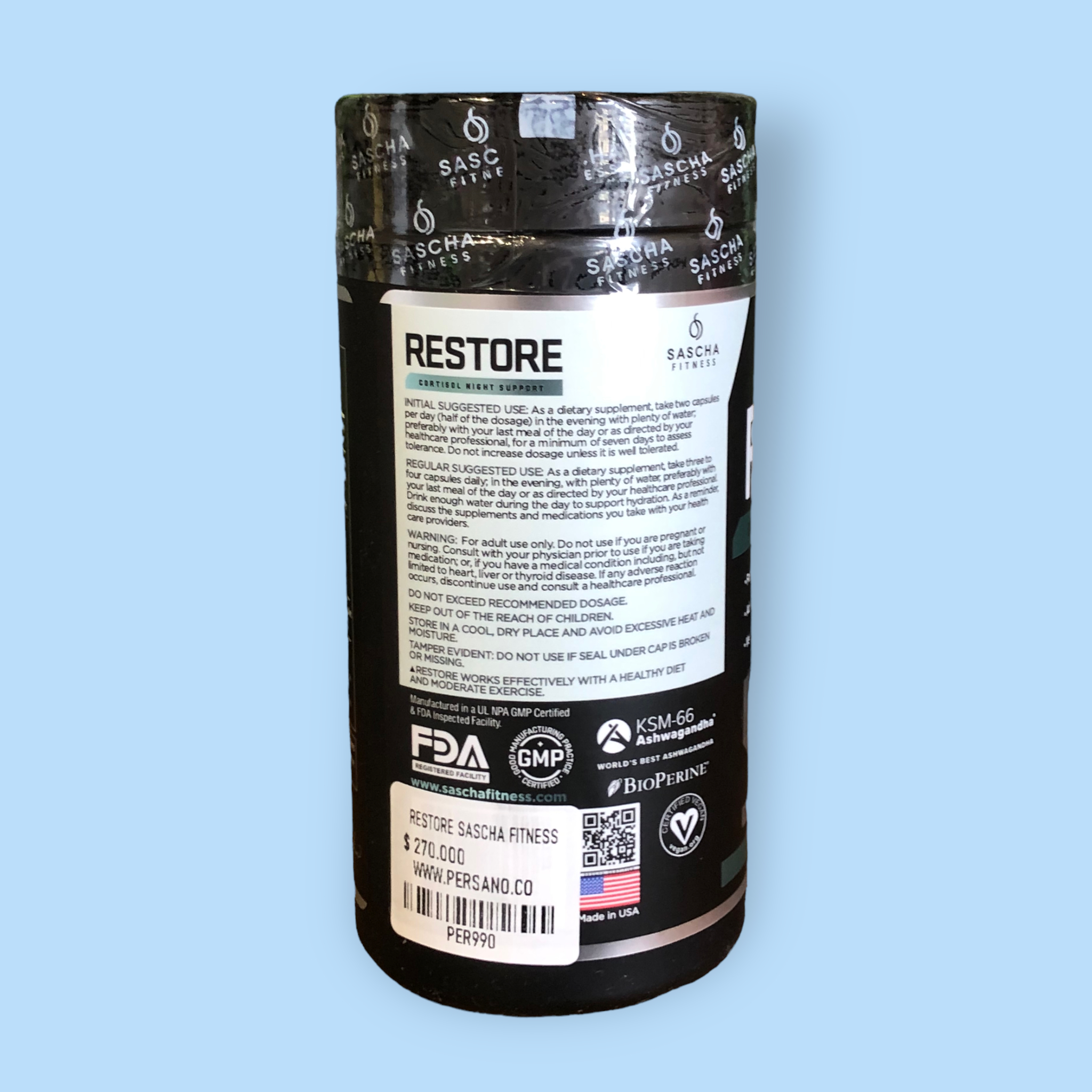 Sascha Fitness Restore 120 Capsulas - Persano.co