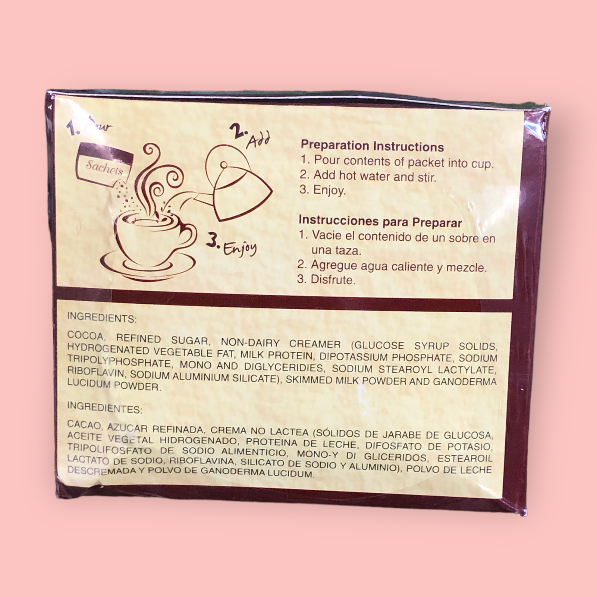 Gano Excel Ganoderma Chocolate 3 en 1 x 20 Sobres - Persano.co