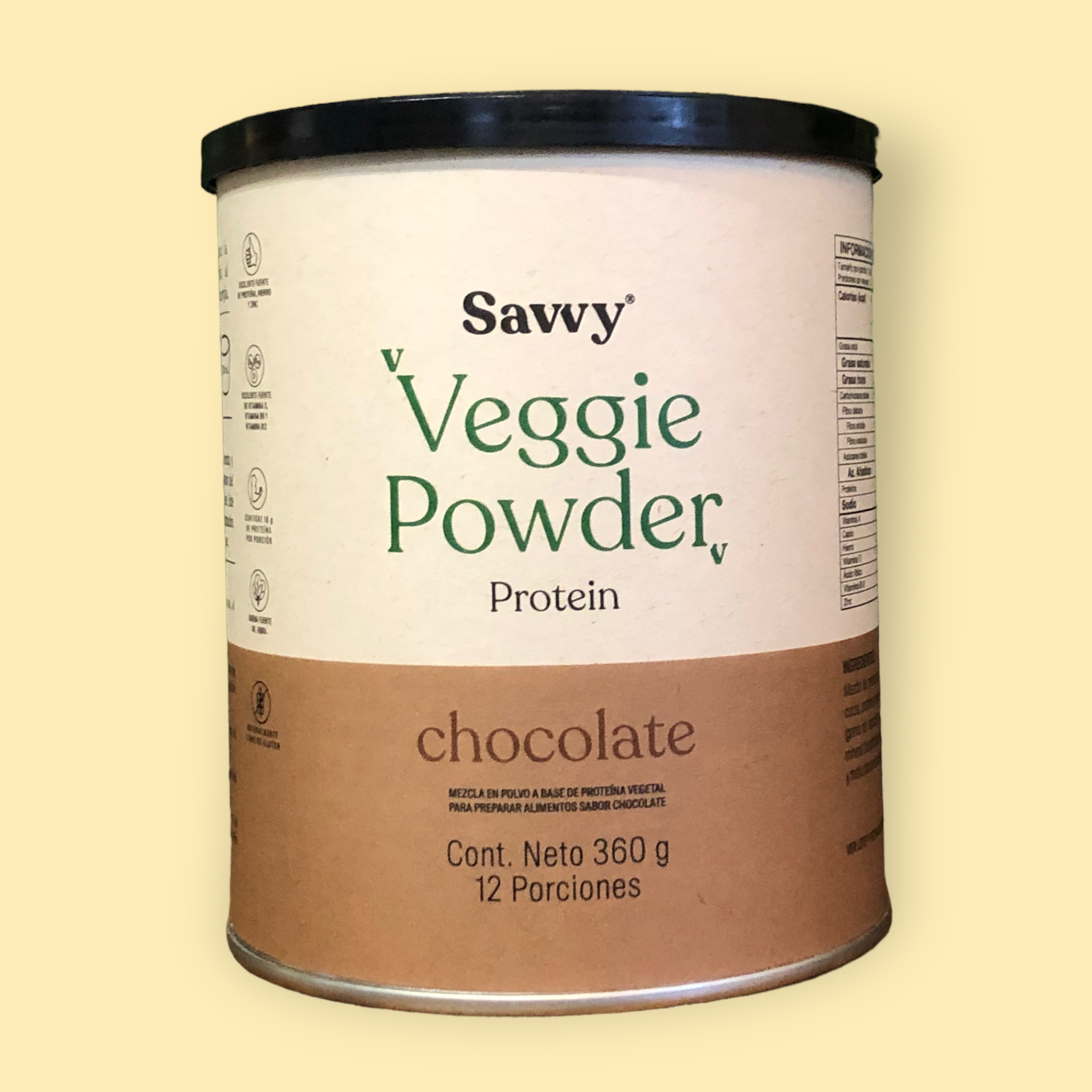 Savvy Proteina Mini Veggie Powder Chocolate x 360g - Compra en Persano.co