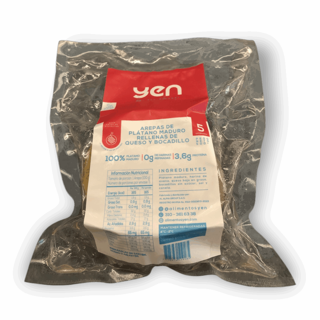 Arepa De Platano Maduro Rellena De Queso y Bocadillo 5unds x134g - Yen ...